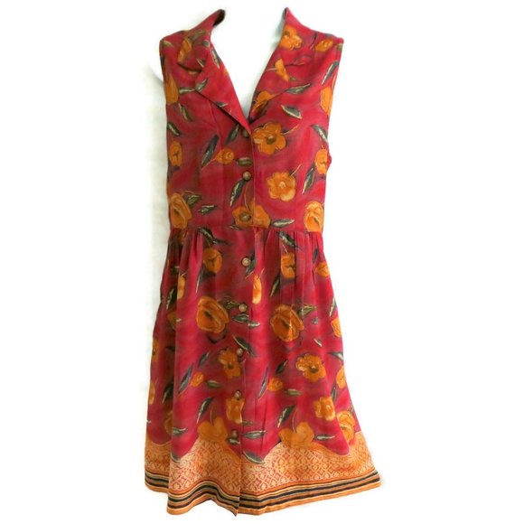 Vintage | Dresses | Vintage Cascais Dress Border Floral Button Front ...